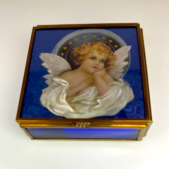 Enesco | Other | Thomas Cathey Metal And Glass Blue Iridescent Vintage ...